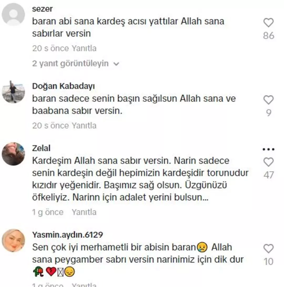 Narin'in abisi Baran Güran: Her yerde annemi, kardeşlerimi görüyorum ...